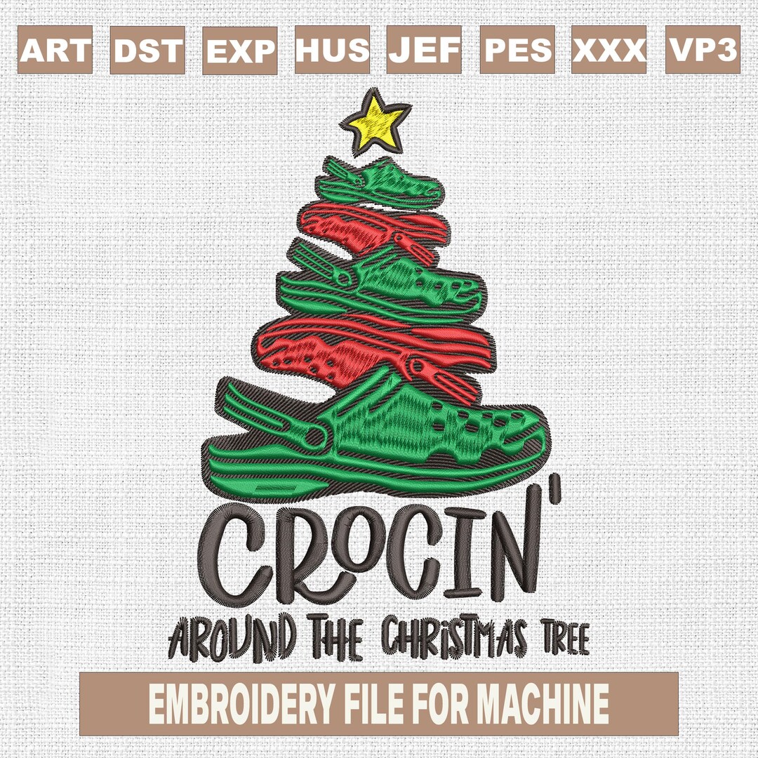 Crocs Christmas Tree Embroidery Designs, Merry Christmas Embroidery ...