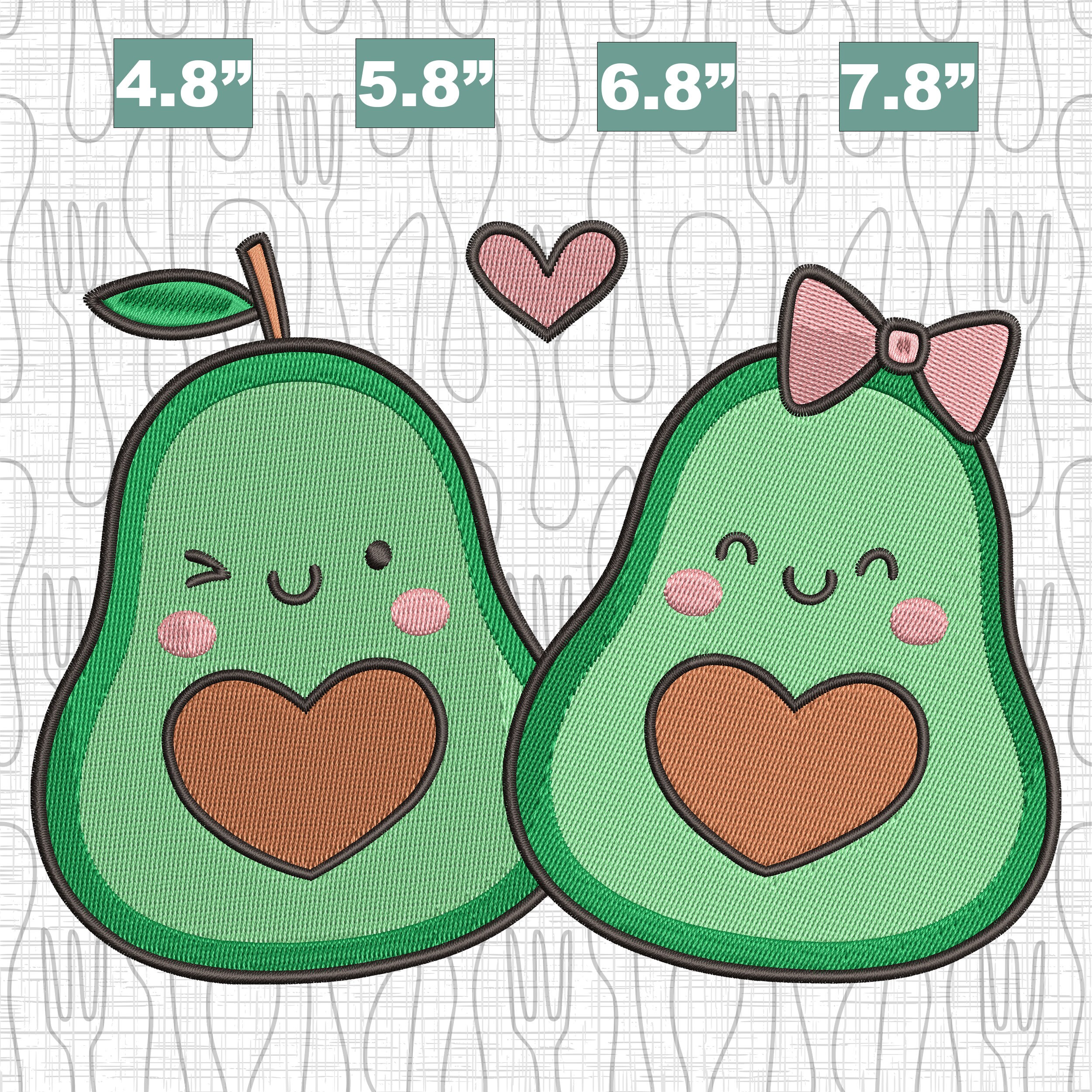 Avocado Love Embroidery Designs Files, Valentines Avocado Embroidery ...