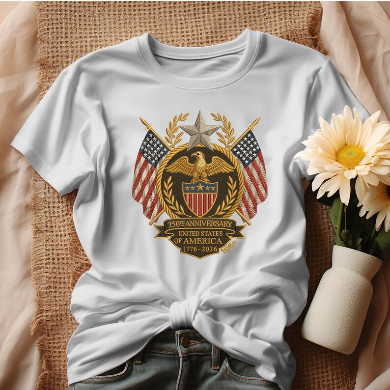 America 250th Anniversary Embroidery Designs, Patriotic Flag Embroidery ...