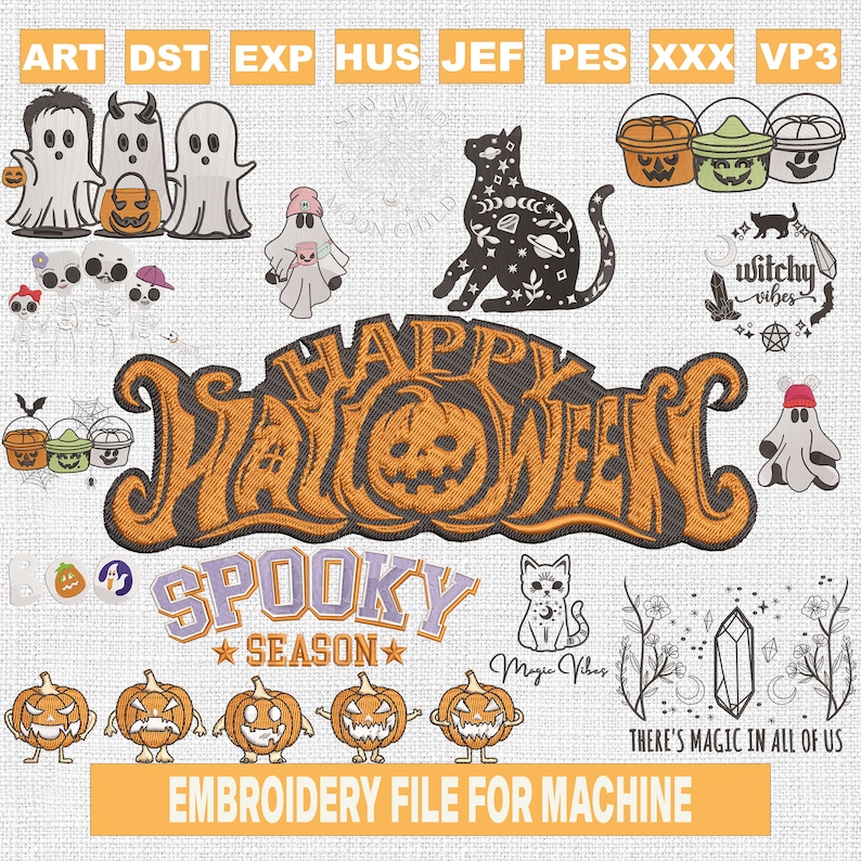 140+ Halloween Embroidery Designs, Spooky Season Embroidery Pattern ...