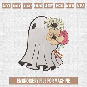 Halloween Floral Ghosts Embroidery Designs, Halloween Embroidery ...