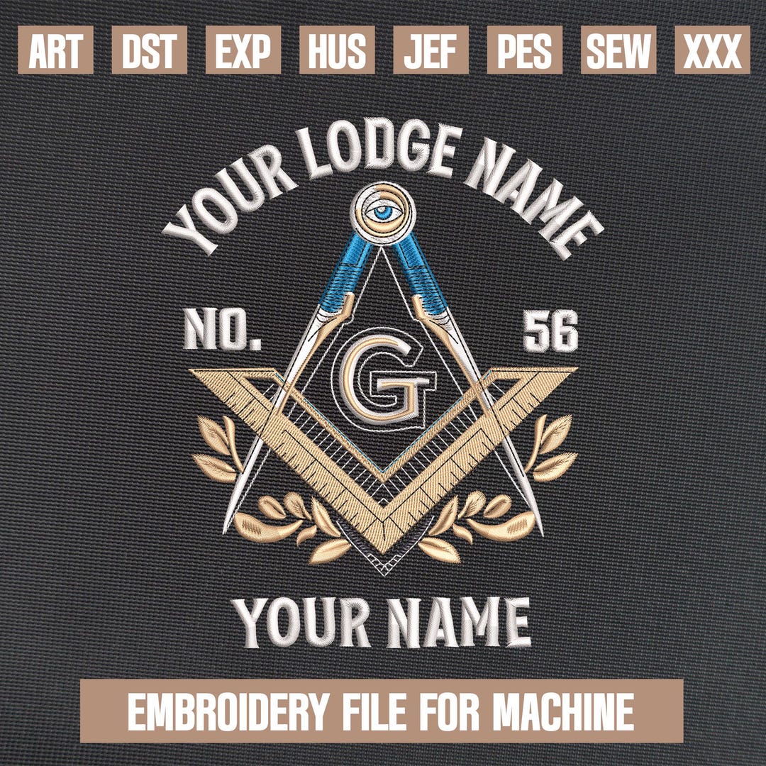 Masonic Symbols Embroidery Designs, Freemason Embroidery Pattern, 5 ...