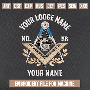 Masonic Symbols Embroidery Designs, Freemason Embroidery Pattern, 5 ...