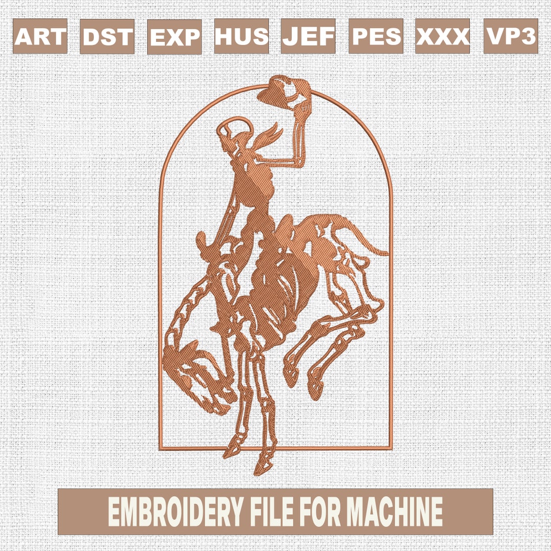 Country Cowboy Skeleton Embroidery Designs, Skeleton Riding a Bucking ...