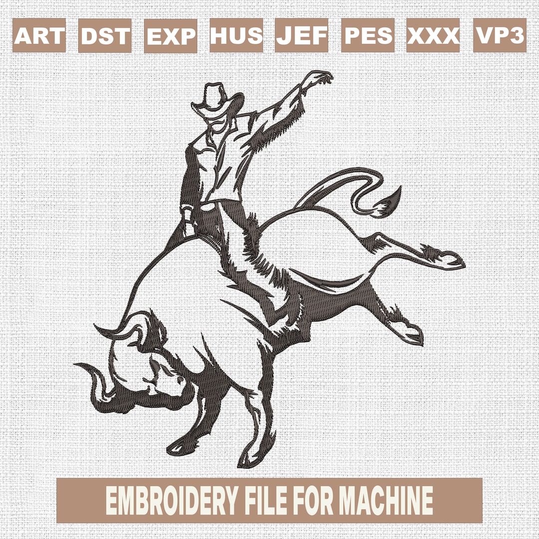Rodeo Western Embroidery Designs, Western Cowboy Saddle Bronc Riding ...