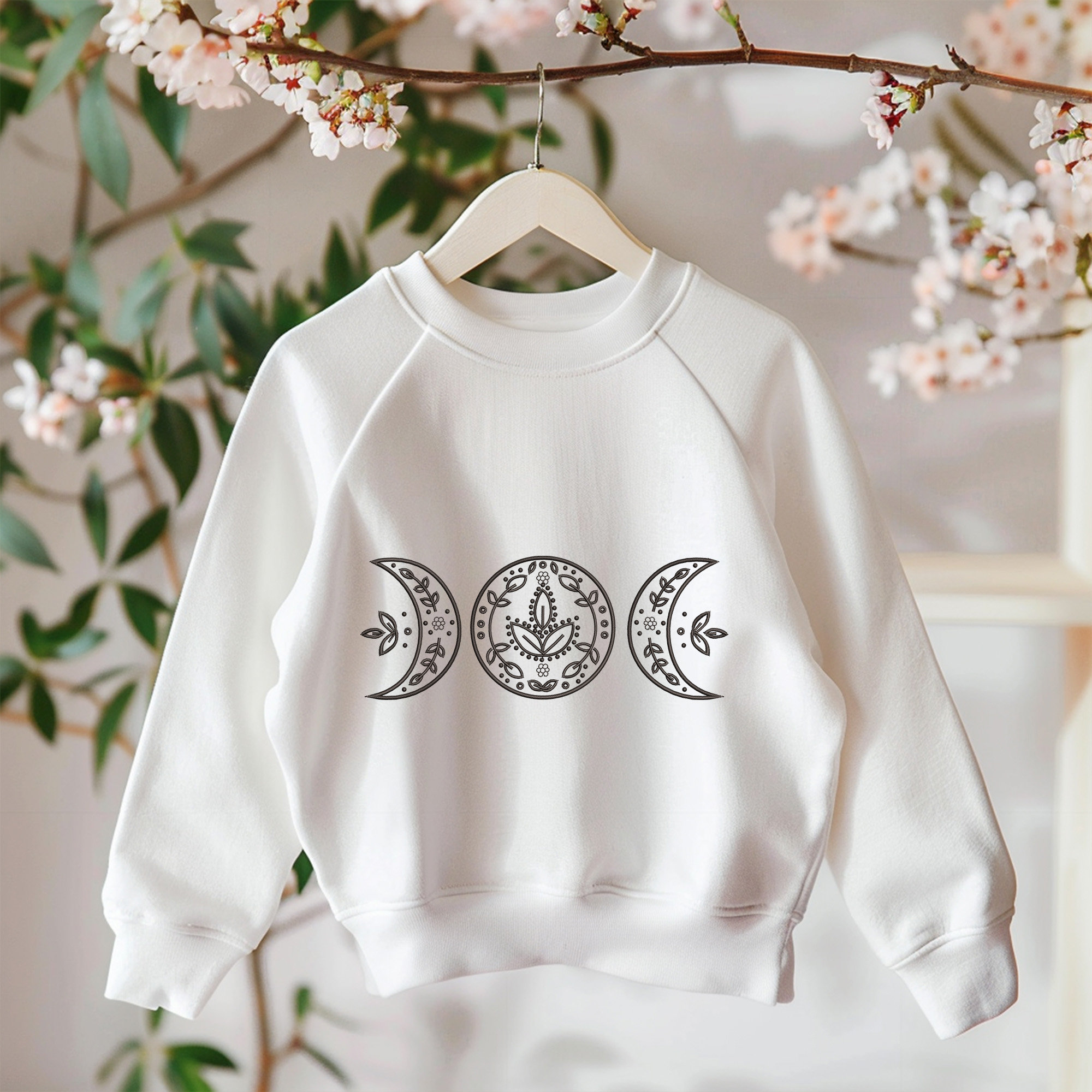 Triple Moon Goddess Embroidery Designs, Witchcraft Embroidery Pattern ...