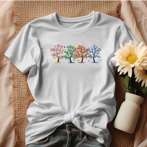 Four Seasons Embroidery Designs, Tree Embroidery Pattern, Fall ...