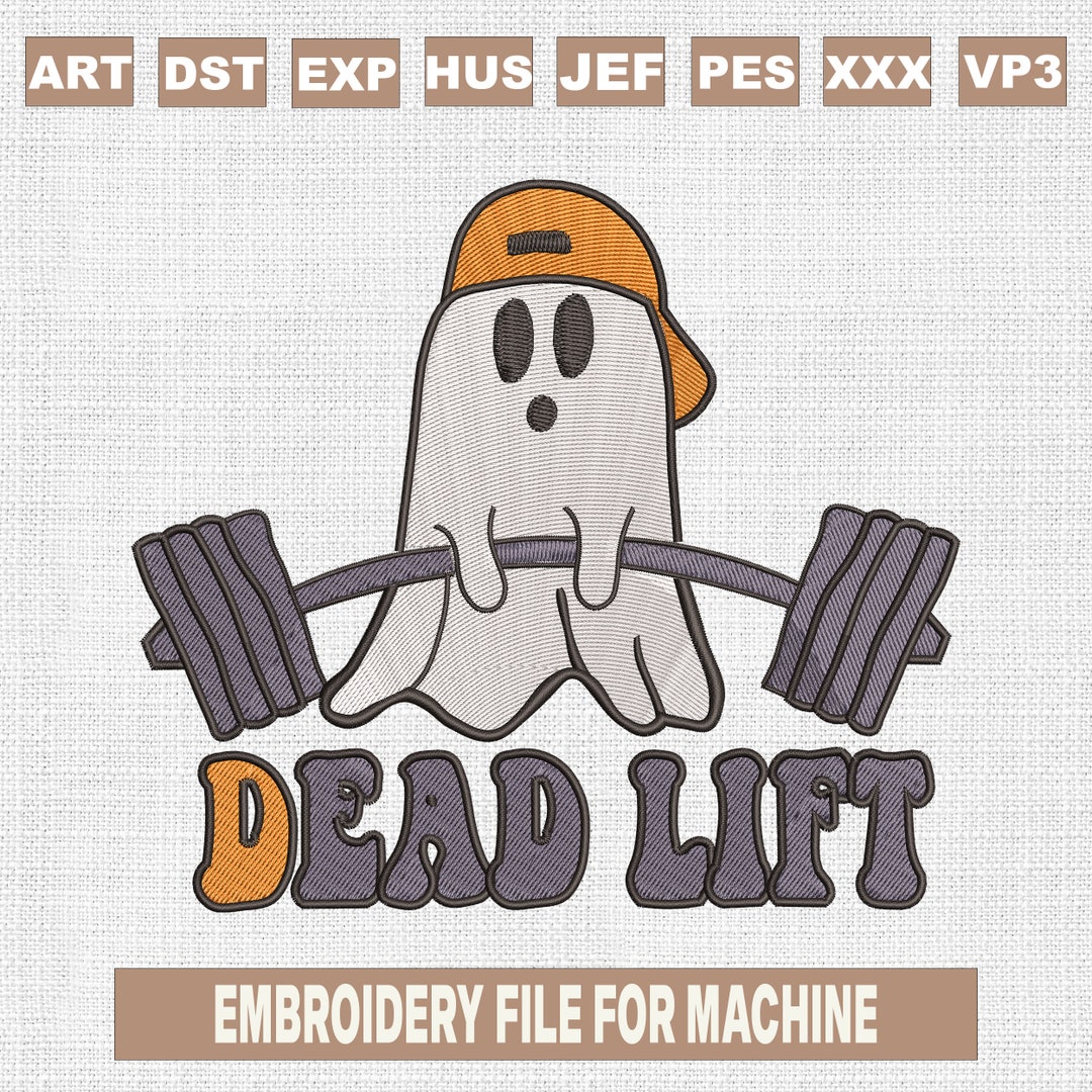 Ghost Dead Lift Embroidery Designs, Halloween Embroidery Pattern, Ghost ...