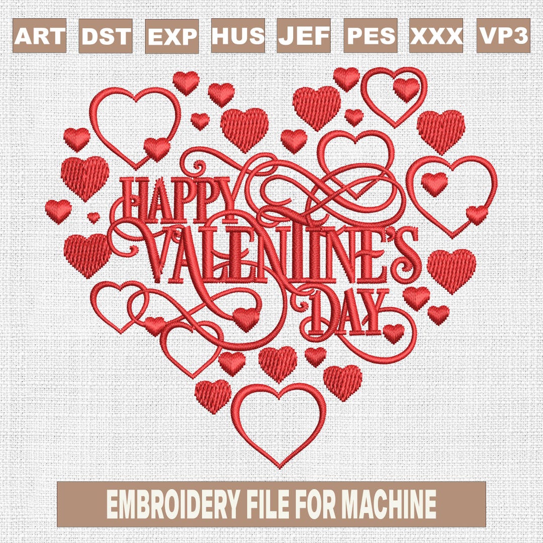 Love Heart Embroidery Designs, Valentine Heart Embroidery Pattern ...