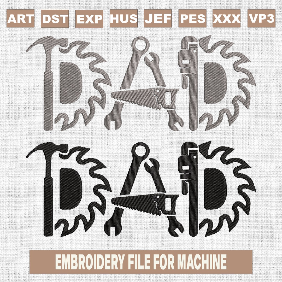 Dad Tools Embroidery Designs, Father's Day Embroidery Pattern, Dad ...