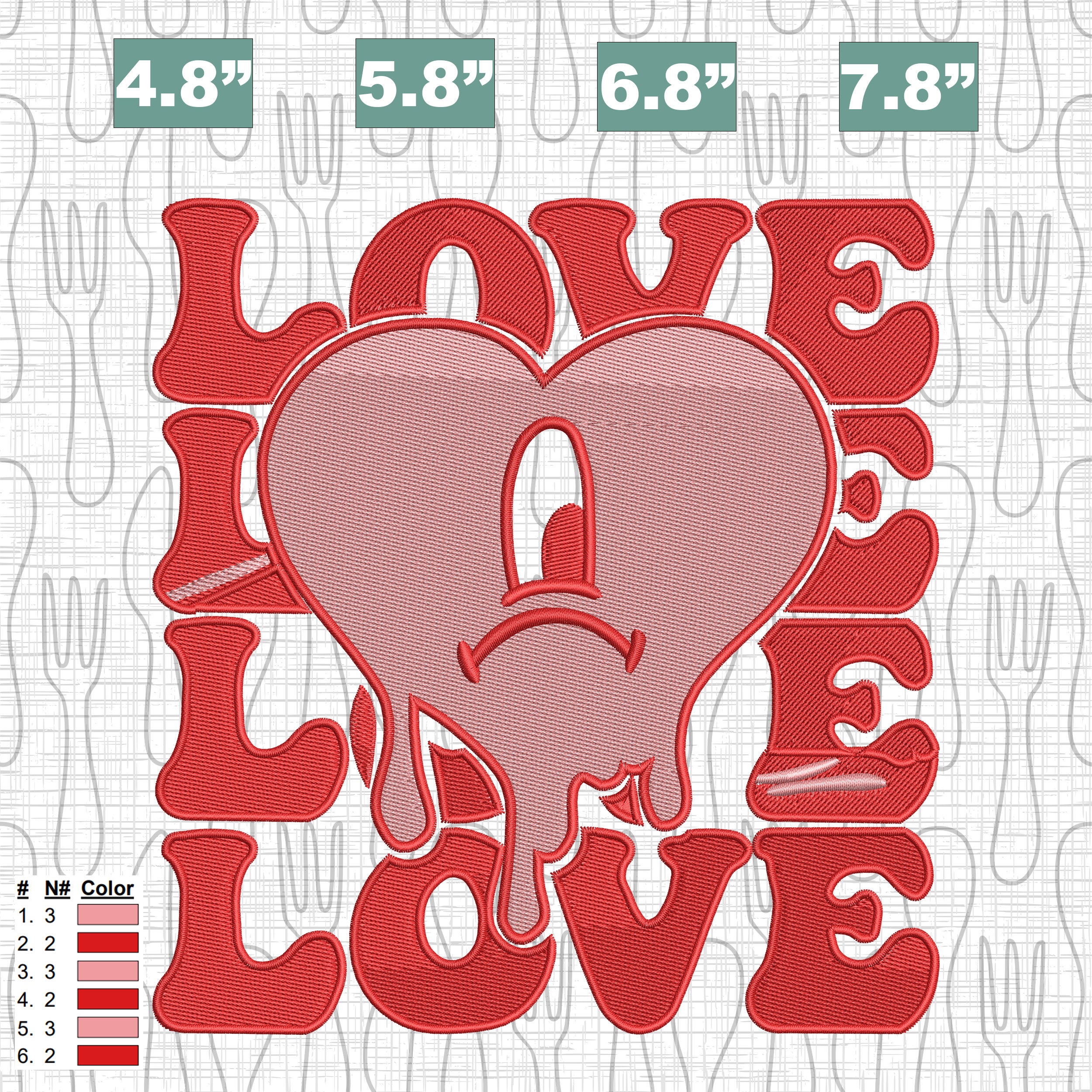 Love Heart Valentine Embroidery Designs Files, Simley Face Valentine ...