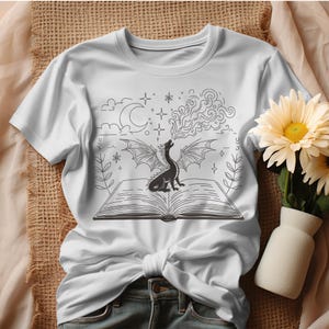 Book Dragon Embroidery Designs, Book Lover Embroidery Pattern, Magical ...