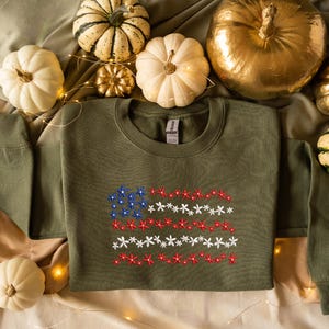 Floral American Flag Embroidery Designs, Red White Blue Flowers ...