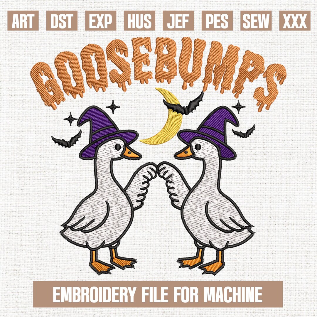 Goosebumps Halloween Embroidery Designs, Cute Witch Goose Embroidery ...