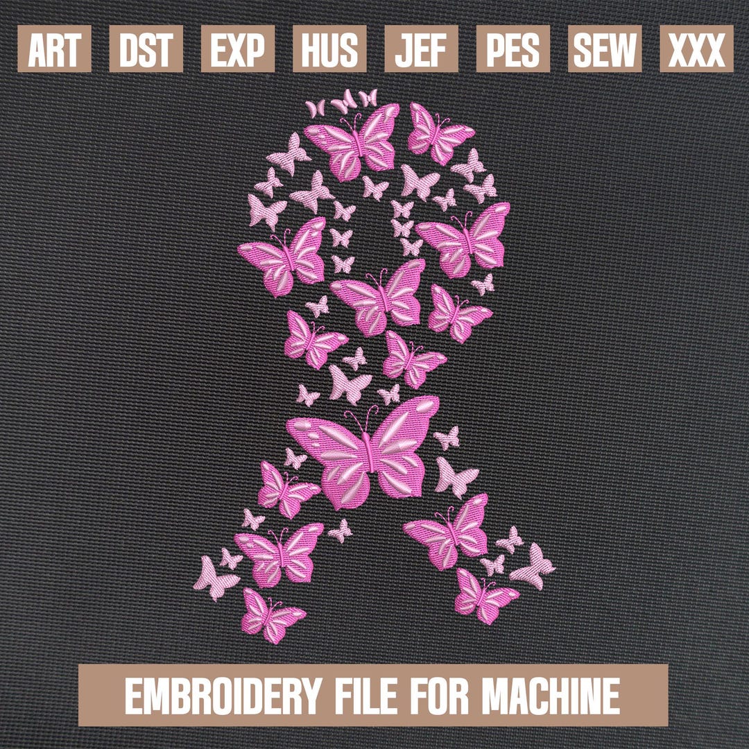 Butterfly Cancer Embroidery Designs, Fight Cancer Embroidery Pattern ...