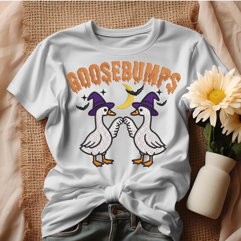 Goosebumps Halloween Embroidery Designs, Cute Witch Goose Embroidery ...