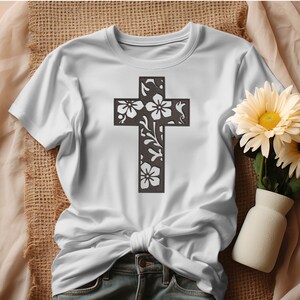 Floral Cross Embroidery Designs, Cross Embroidery Pattern, Christian ...