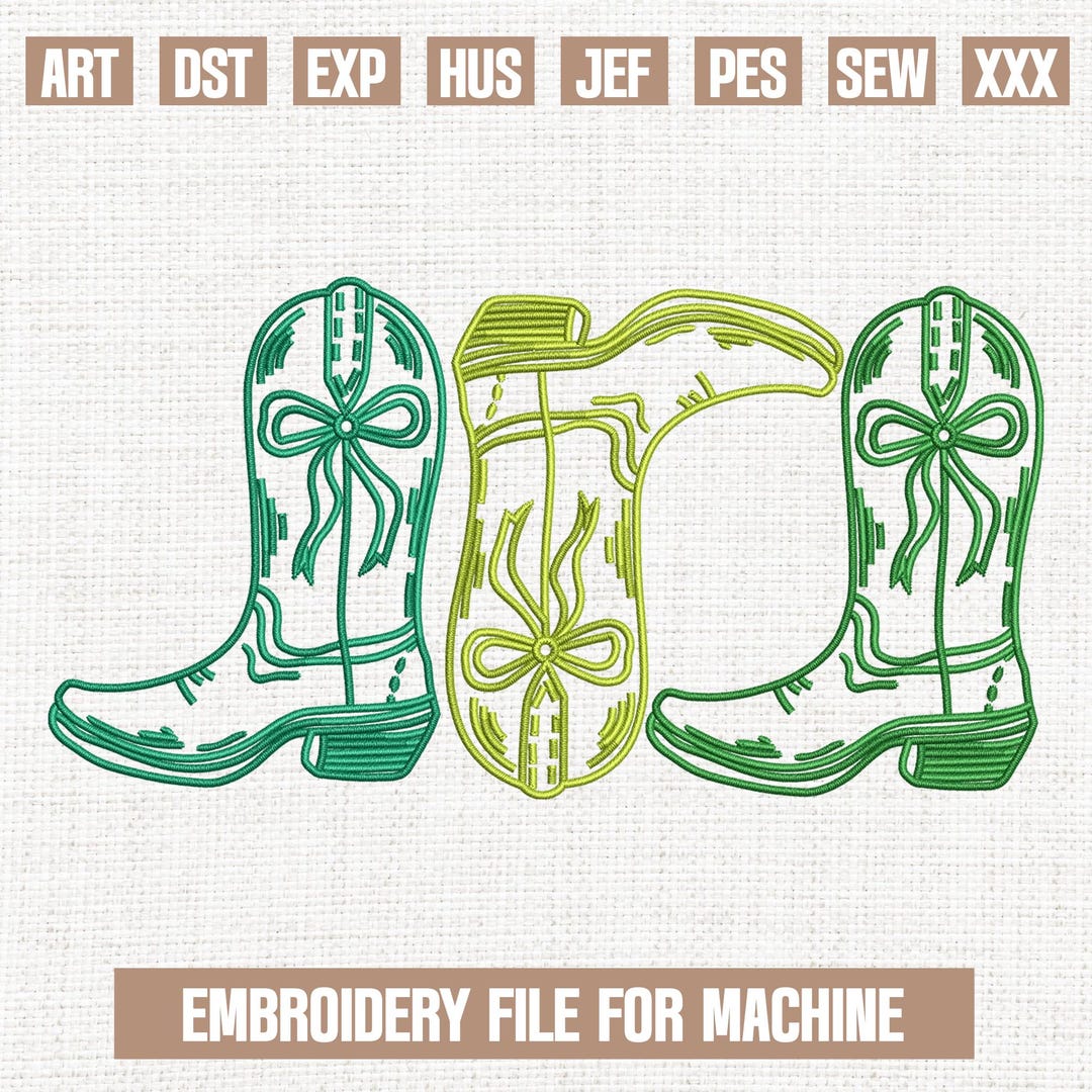 Lucky Cowboy Boots Embroidery Designs, Western Saint Patty Embroidery ...