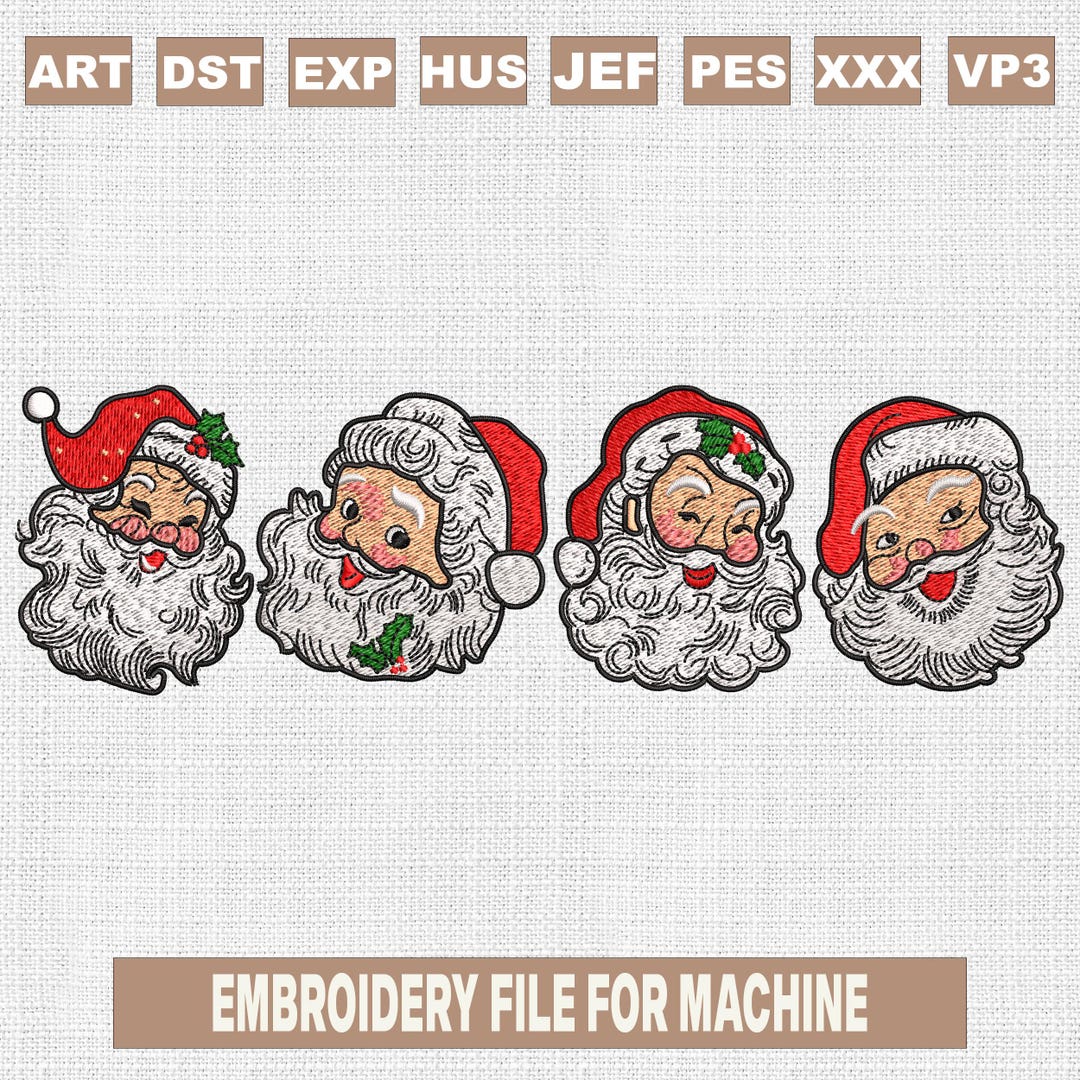 Christmas Santa Claus Embroidery Designs, Santa Face Embroidery Pattern ...