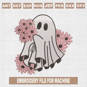 Halloween Floral Ghosts Embroidery Designs, Halloween Embroidery ...