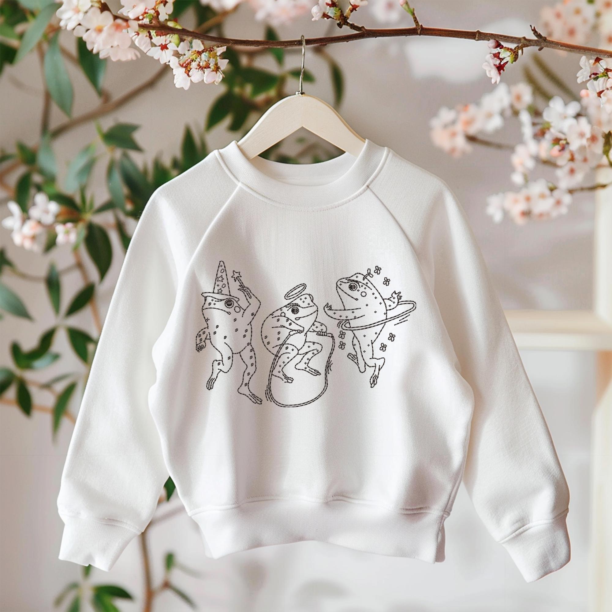 Cool Dancing Frogs Embroidery Designs, Cute Frog Embroidery Pattern ...