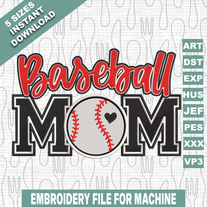 Baseball Mom Embroidery Designs, Baseball Mama Machine Embroidery ...