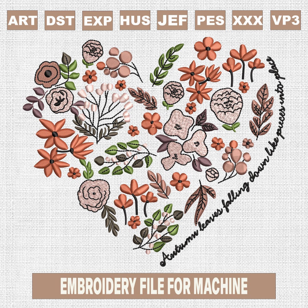Autumn Wildflowers Embroidery Designs, Fall Flowers Embroidery Pattern ...