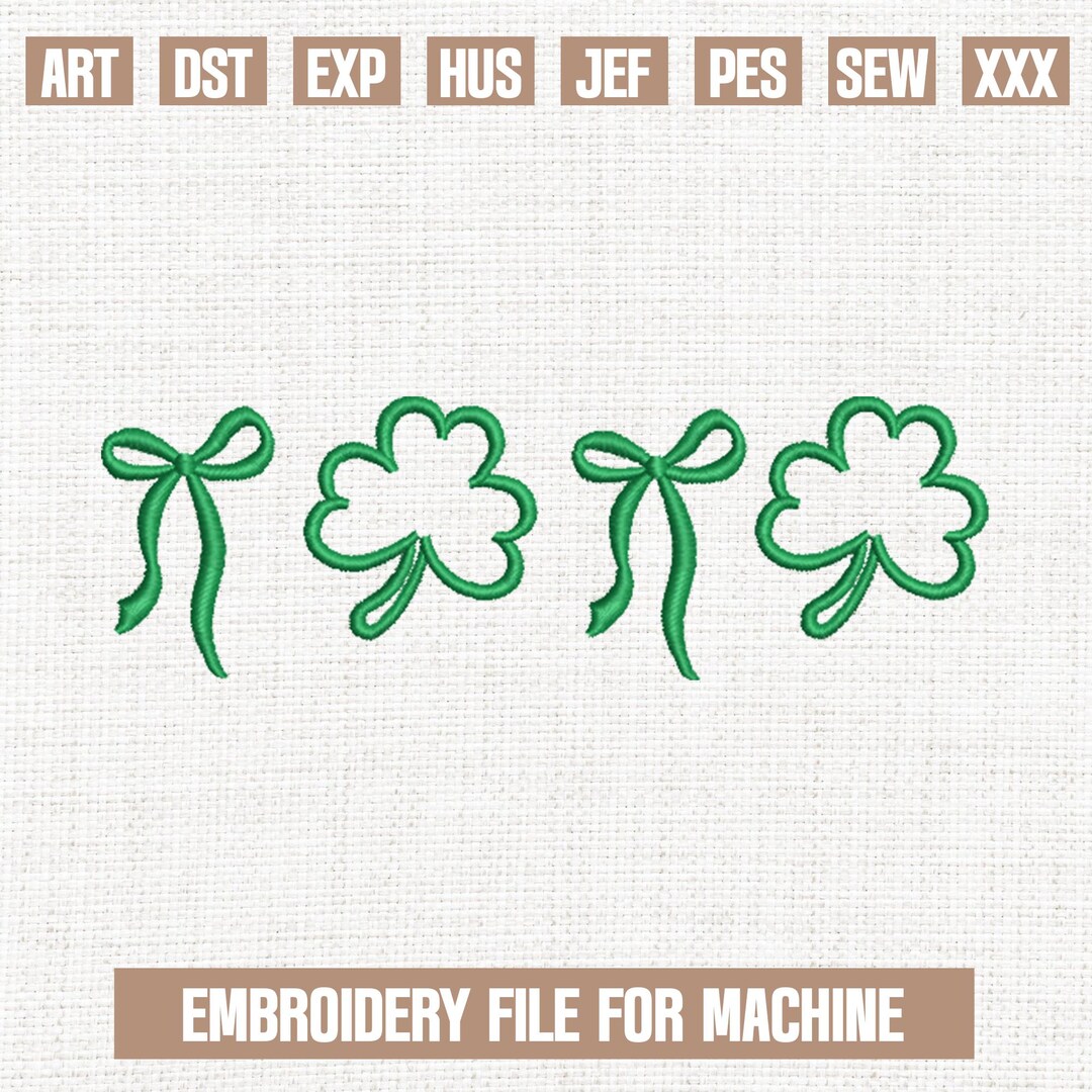 Lucky Green Clover Embroidery Designs, Leaf Clover Embroidery Pattern ...