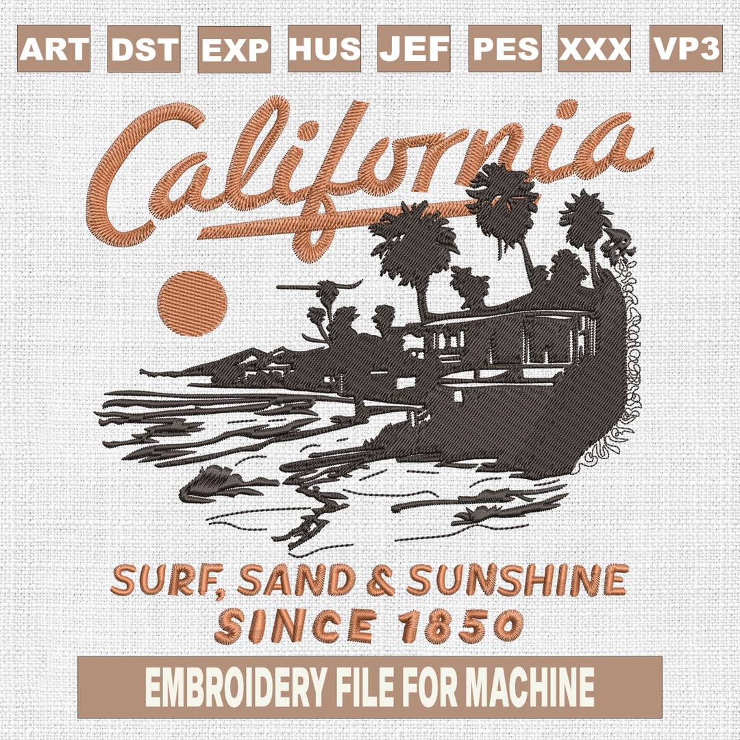 California Embroidery Designs, Western Embroidery Pattern, Summer ...