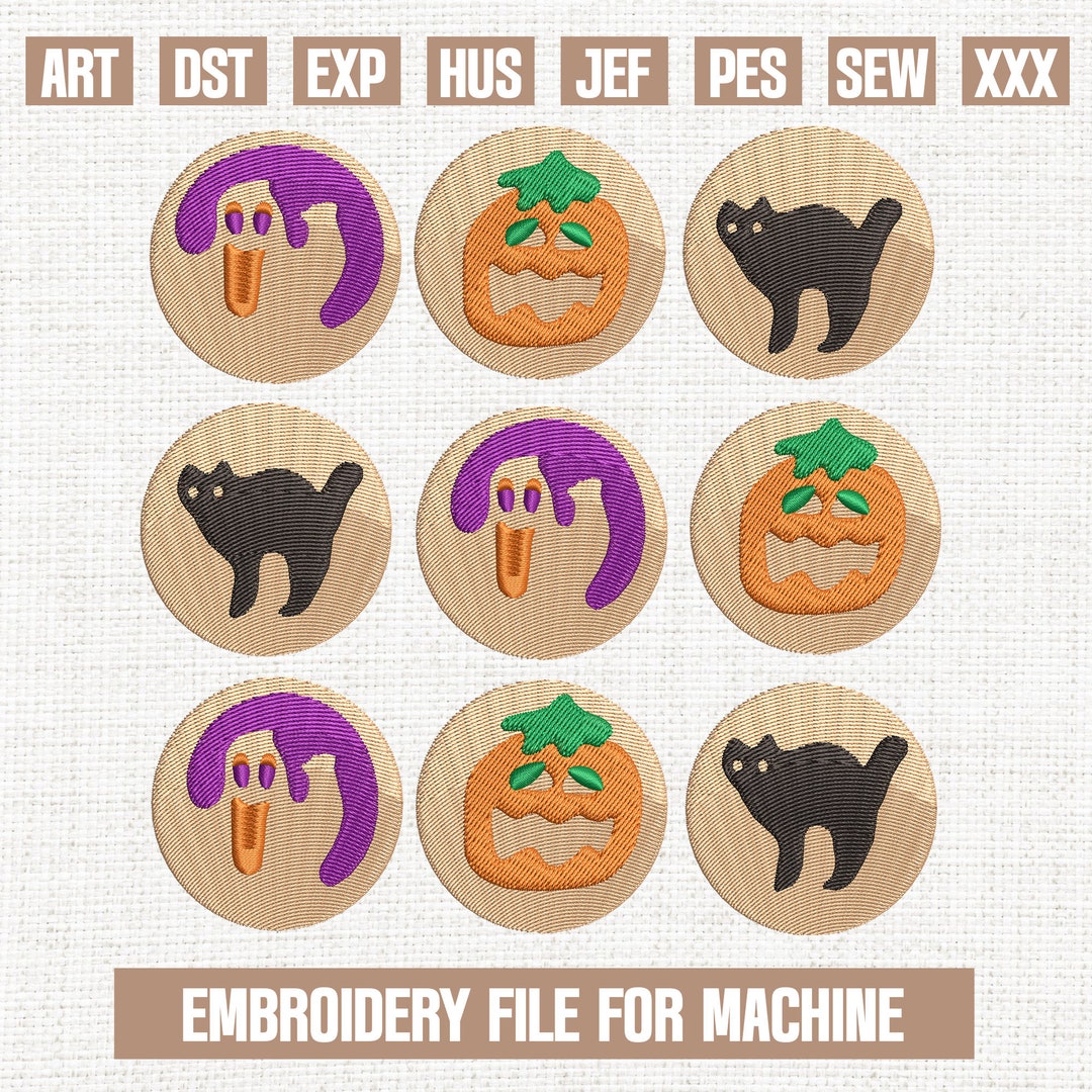 Halloween Cookies Embroidery Designs, Halloween Face Embroidery Pattern ...