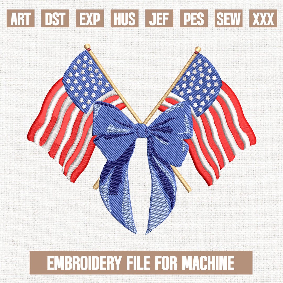 Coquette American Flag Embroidery Designs, Memorial Coquette Bow ...