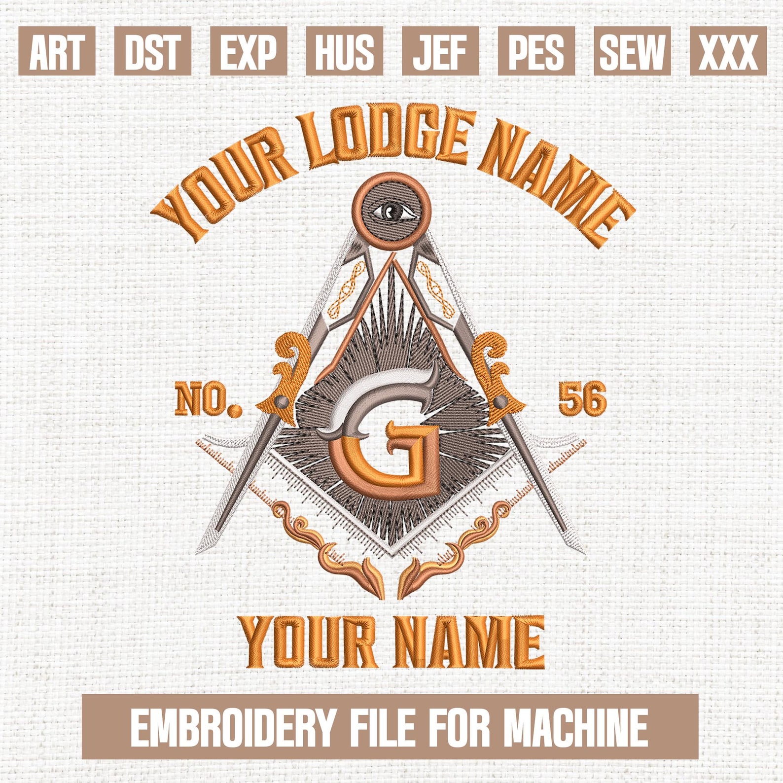 Freemason Square and Compasses Embroidery Designs, Masonic Embroidery ...