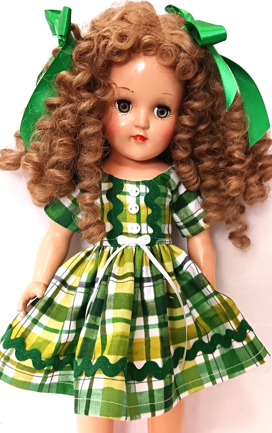 14 Inch Doll Dress for St. Paddy's Day and Beyond. Green Plaid, Rick ...