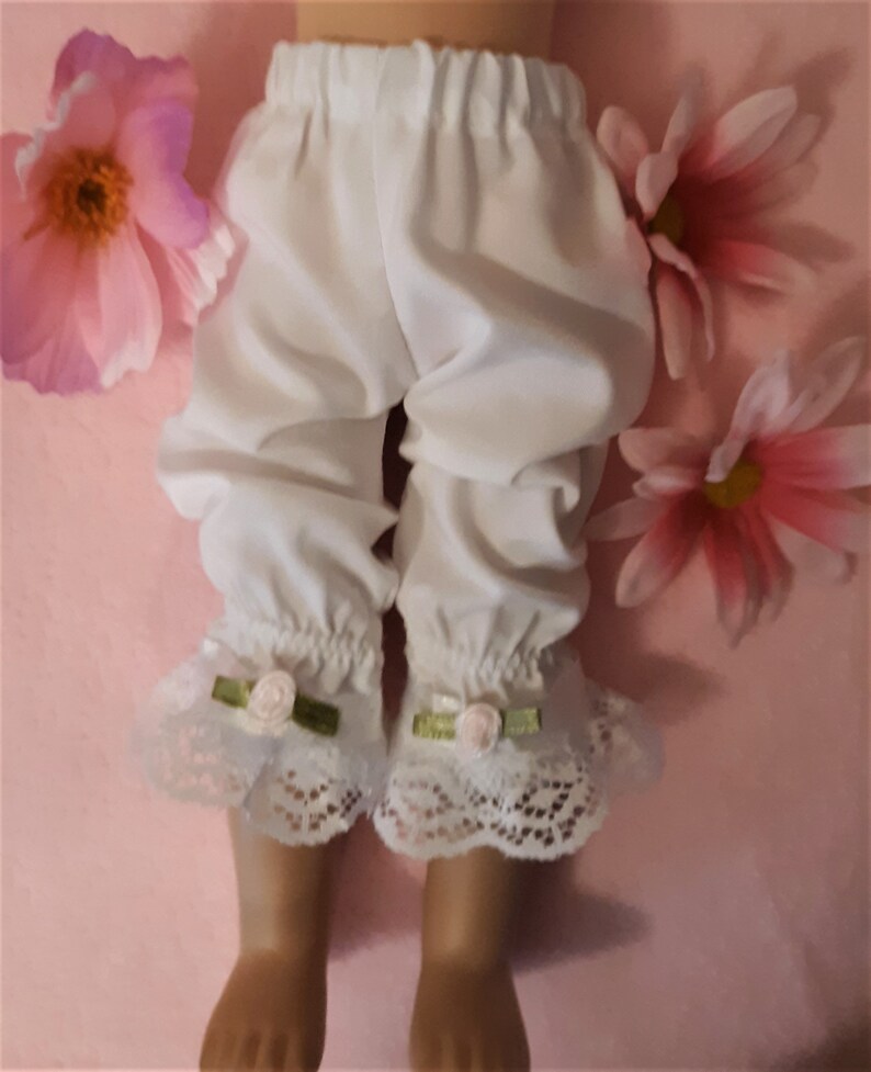 White Bloomers With Lace Satin Ribbon and Satin Roses Fits | Etsy