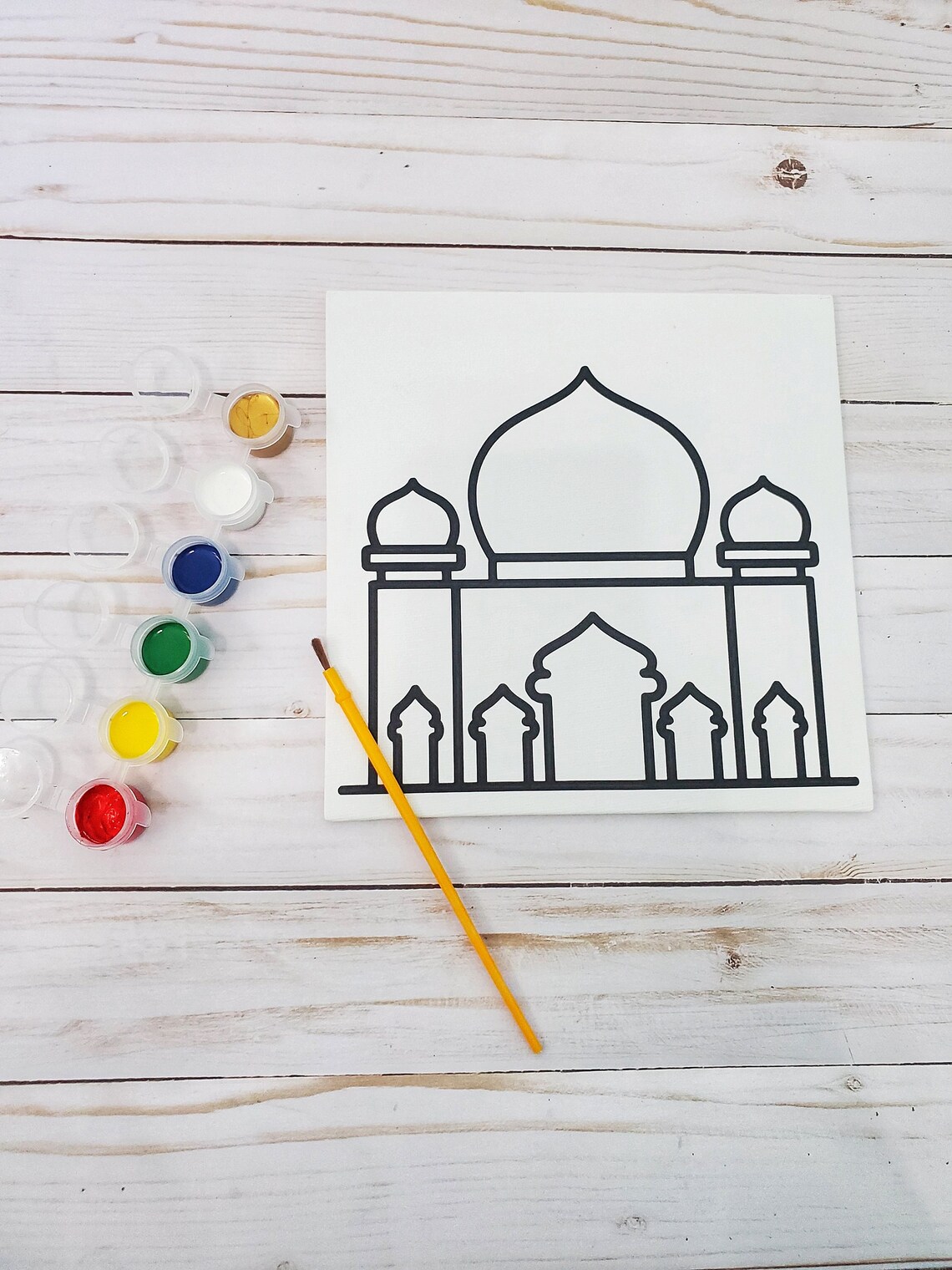 Mosque DIY Islamic Canvas Paint Kit, Painting Craft, Art, Gift, Kids ...