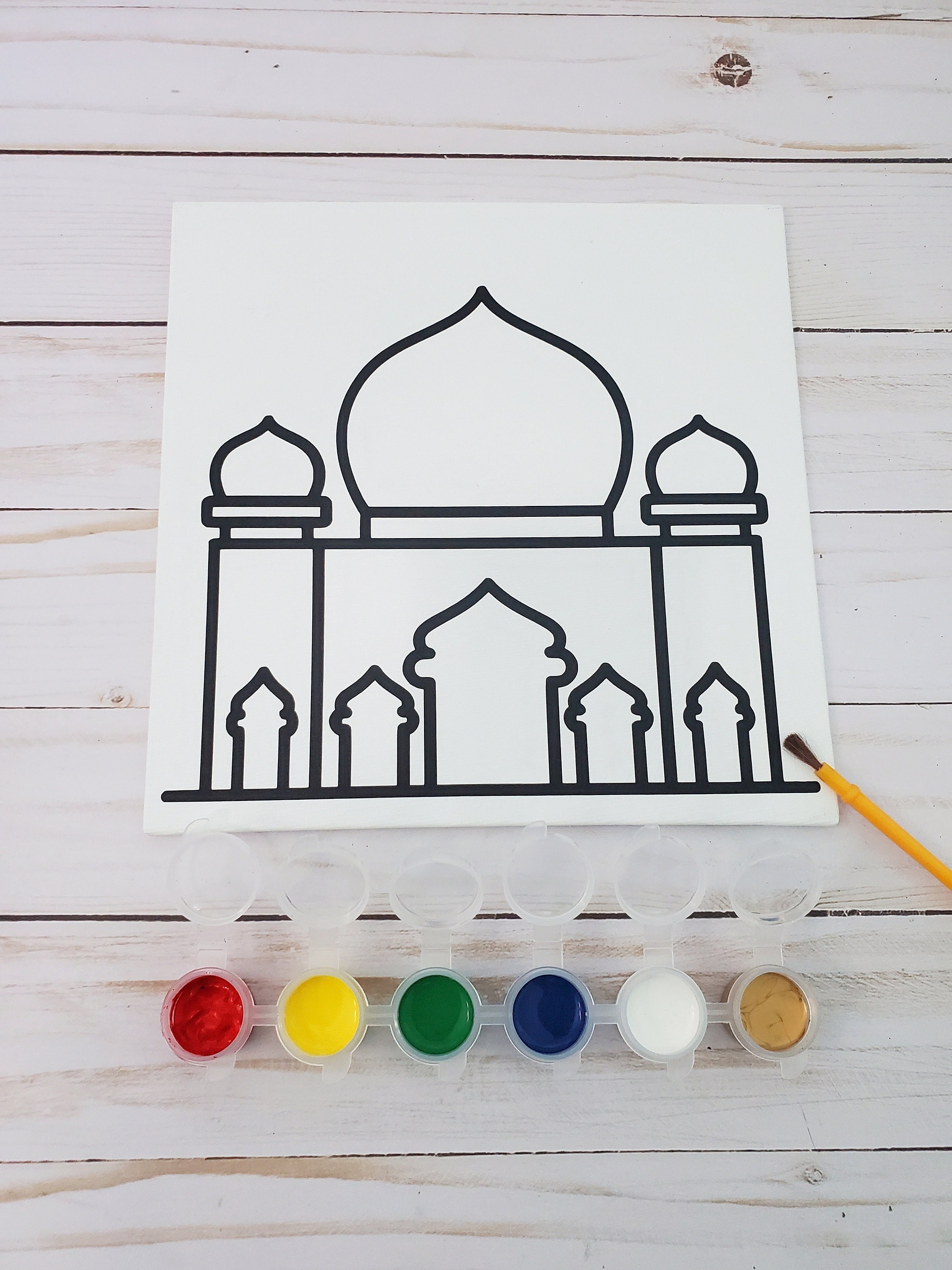 Mosque DIY Islamic Canvas Paint Kit, Painting Craft, Art, Gift, Kids ...