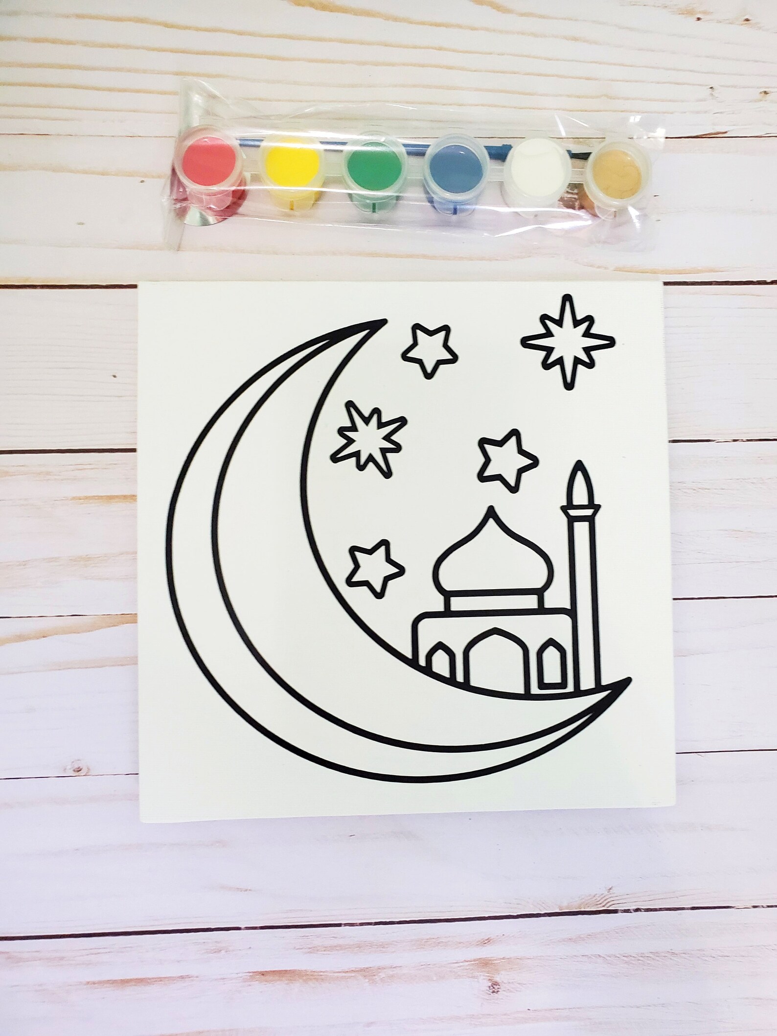 Mosque on Moon DIY Islamic Canvas Paint Kit, Painting Craft, Art, Gift ...