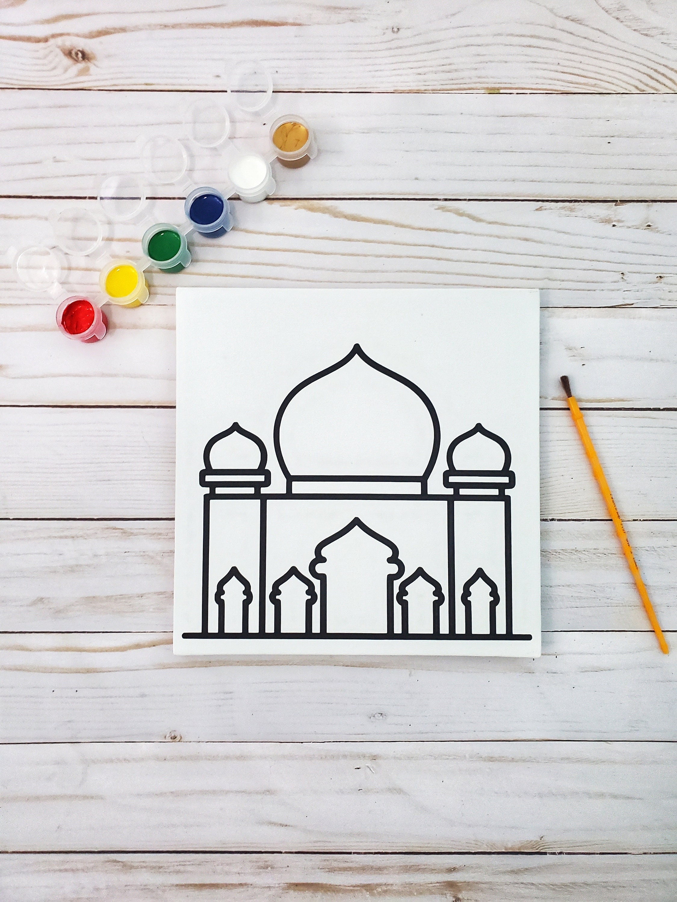 Mosque DIY Islamic Canvas Paint Kit, Painting Craft, Art, Gift, Kids ...