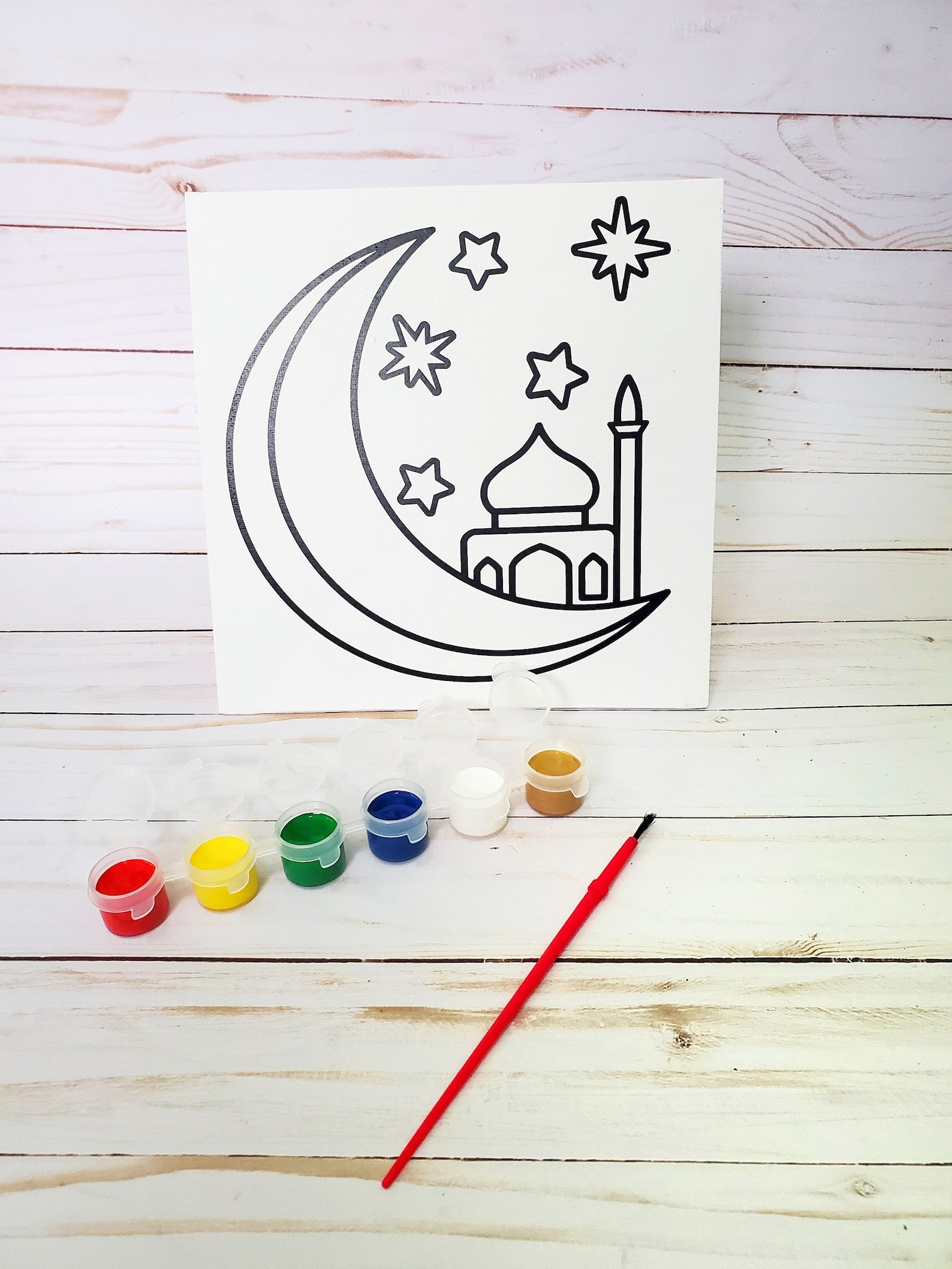 Mosque on Moon DIY Islamic Canvas Paint Kit, Painting Craft, Art, Gift ...