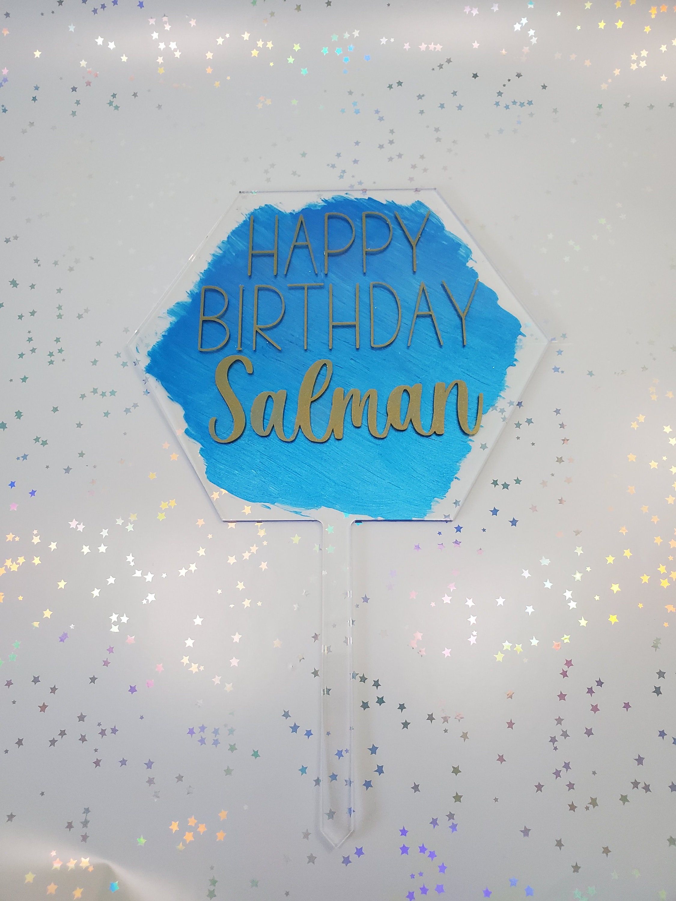 Acrylic Cake Topper Hexagonal Modern Custom Personalized - Etsy