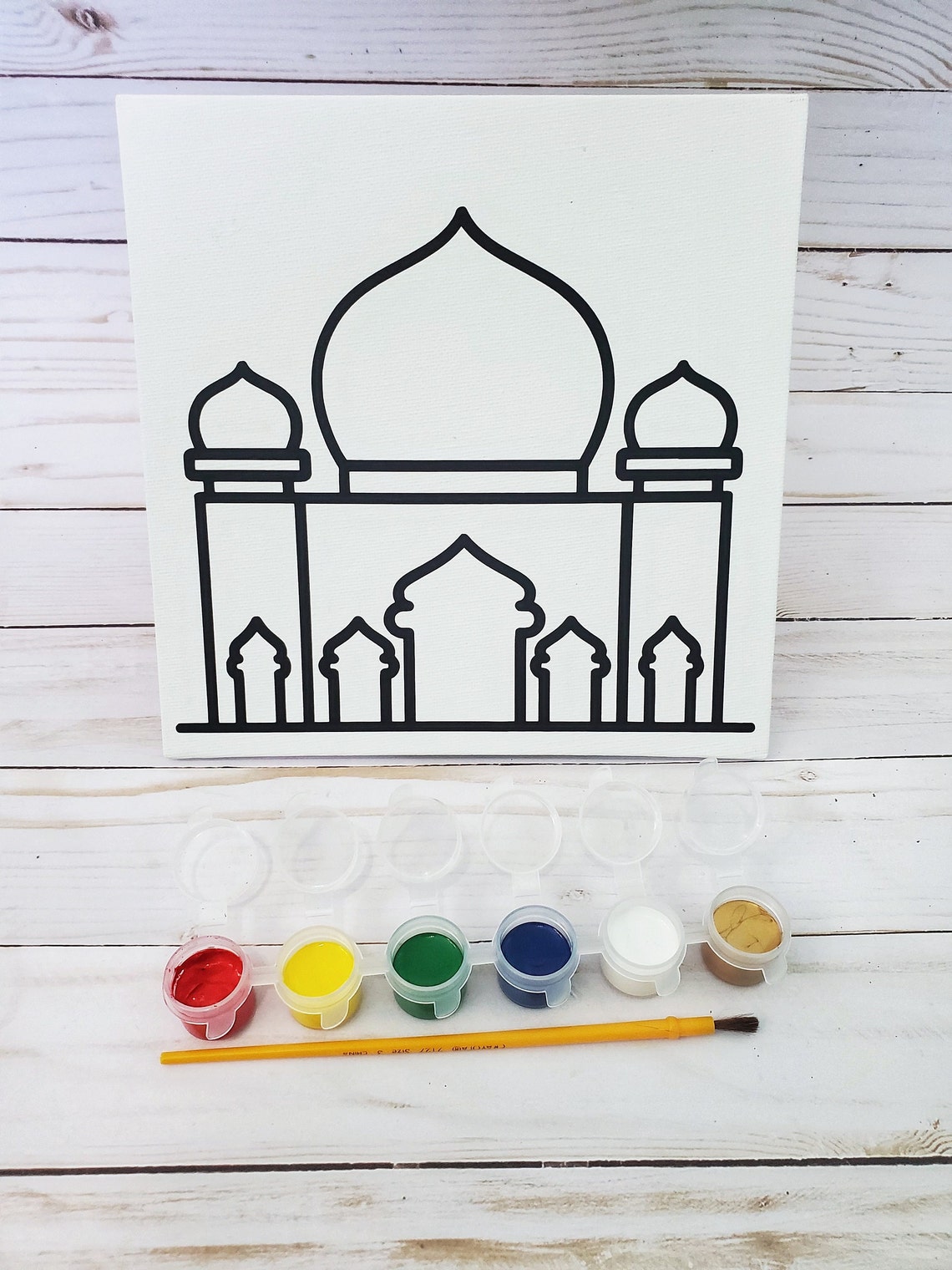 Mosque DIY Islamic Canvas Paint Kit, Painting Craft, Art, Gift, Kids ...