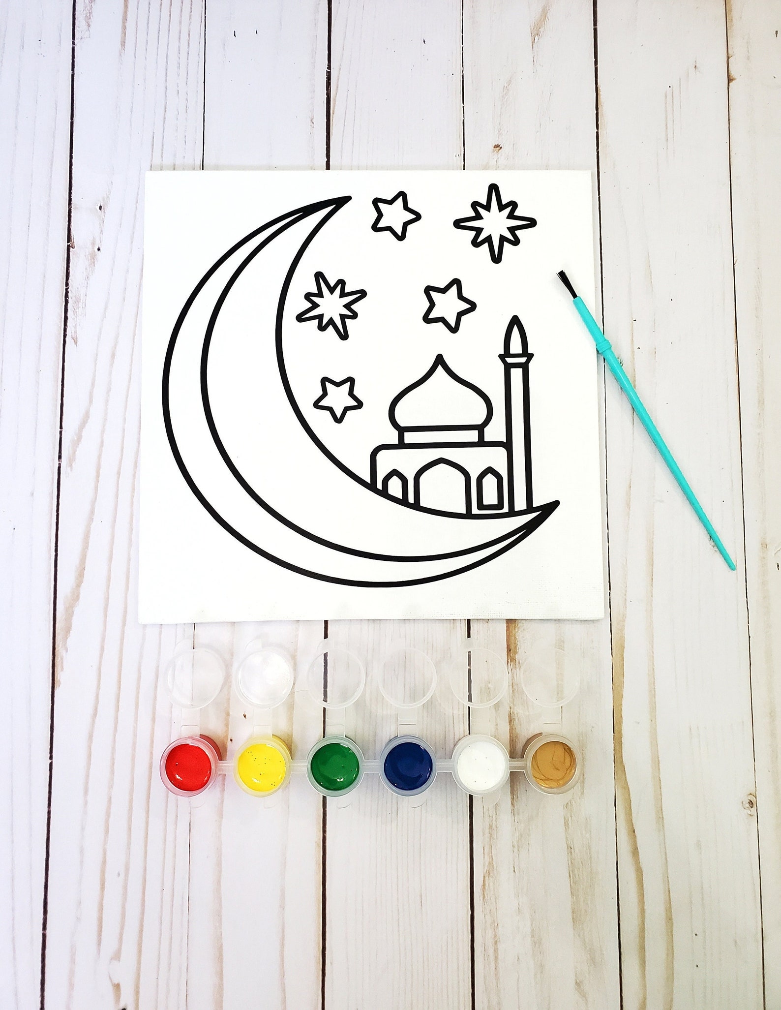 Mosque on Moon DIY Islamic Canvas Paint Kit, Painting Craft, Art, Gift ...