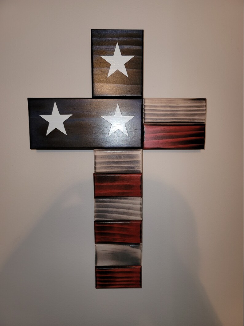 Handcrafted rustic wooden American flag cross. Handmade cross | Etsy