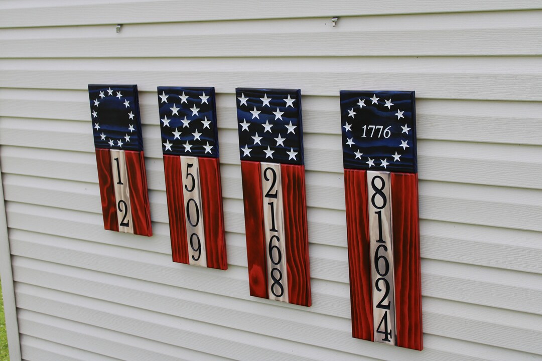 Wooden American Flag Address Sign Patriotic Address Sign Carved - Etsy