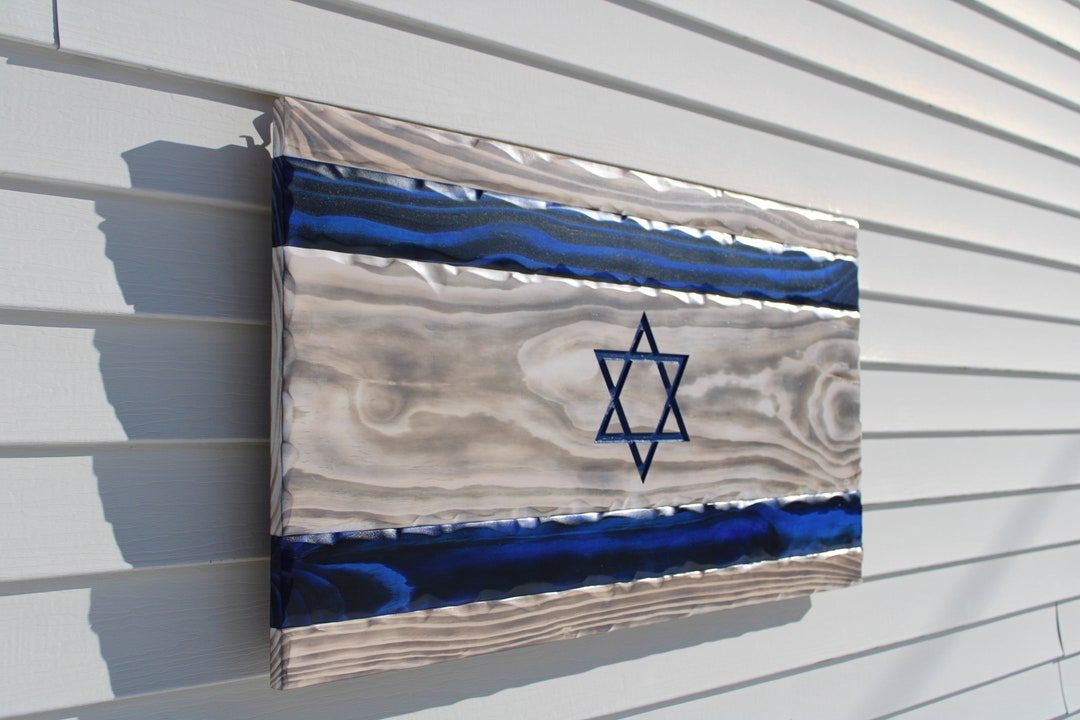 Distressed Wooden Handmade Israeli Flag, Star of David, Israel, Torched ...
