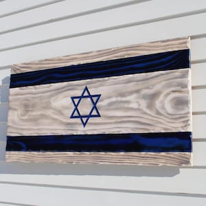 Distressed Wooden Handmade Israeli Flag, Star of David, Israel, Torched ...
