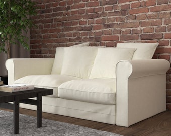 GRONLID 2 Seat Sofa Bed Cover Handmade Natural Linen Slipcover Custom Made To Fit IKEA Gronlid 2 seater sleeper couch