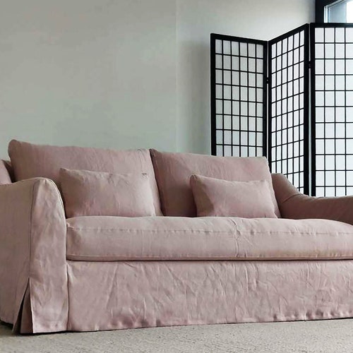 Linen Couch Cover Natural Sofa Slipcover Made of 100% - Etsy