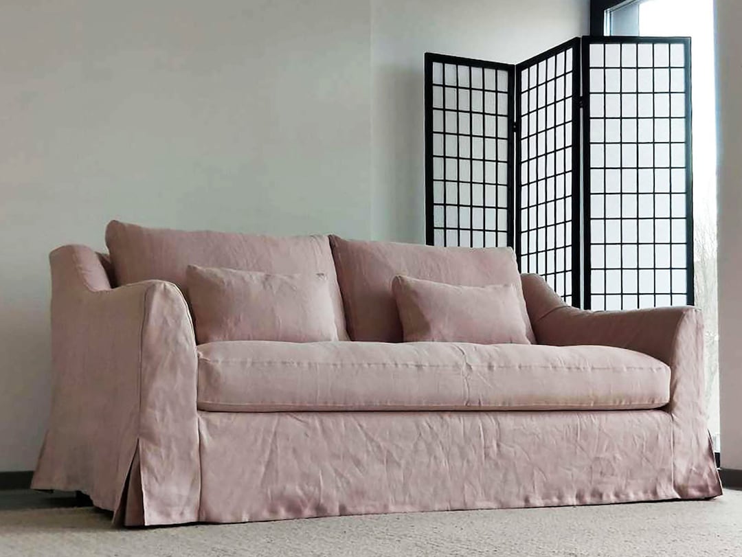 FARLOV 2 Sitzer Sofa Bettbezug Handgefertigter Bezug aus Naturleinen MaBanfertigung fur IKEA Farlov 2 Sitzer Schlafcouch Etsy