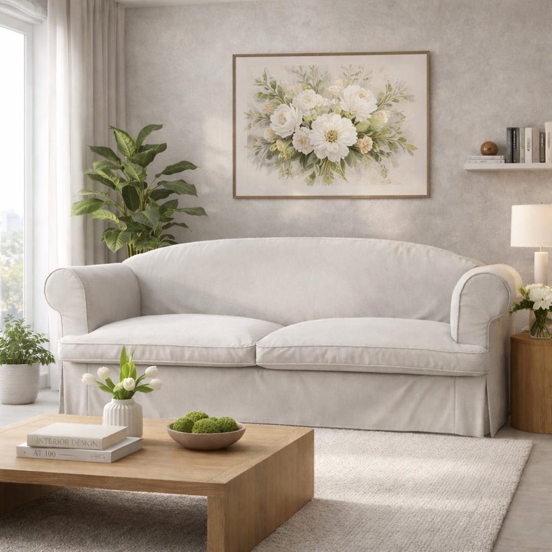 SUNDBORN Sofa Bed Cover, Handmade Natural Linen Slipcover - Custom Made ...